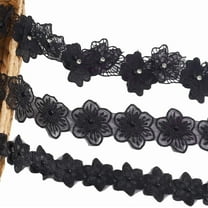 10 Yards Black Floral Jacquard Ribbon Boho Gold Metallic Flower ...