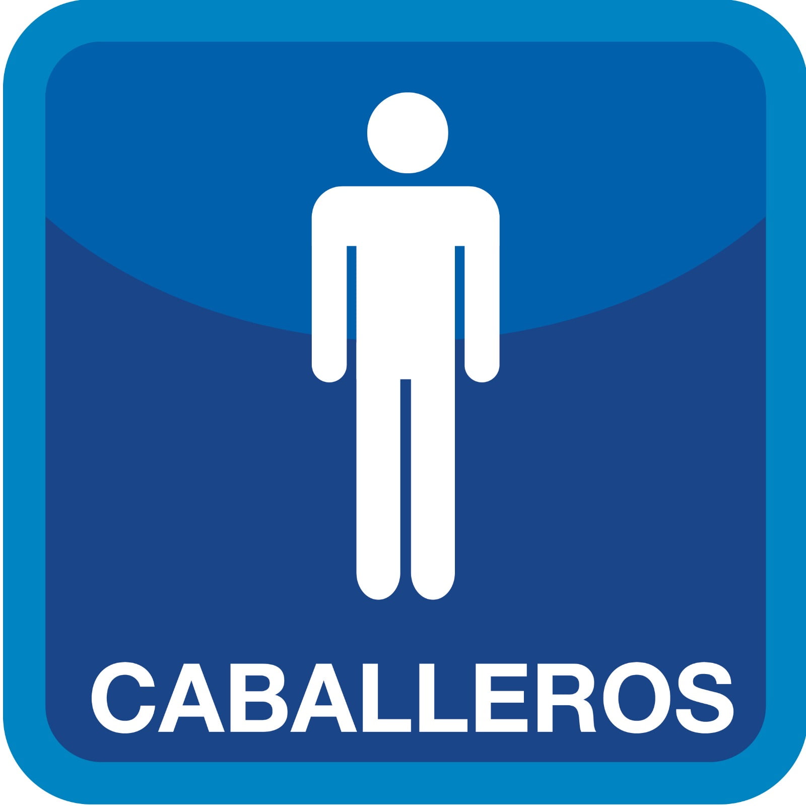 Señalamiento: "Baños, sanitarios, WC para caballeros", azul y blanco ...