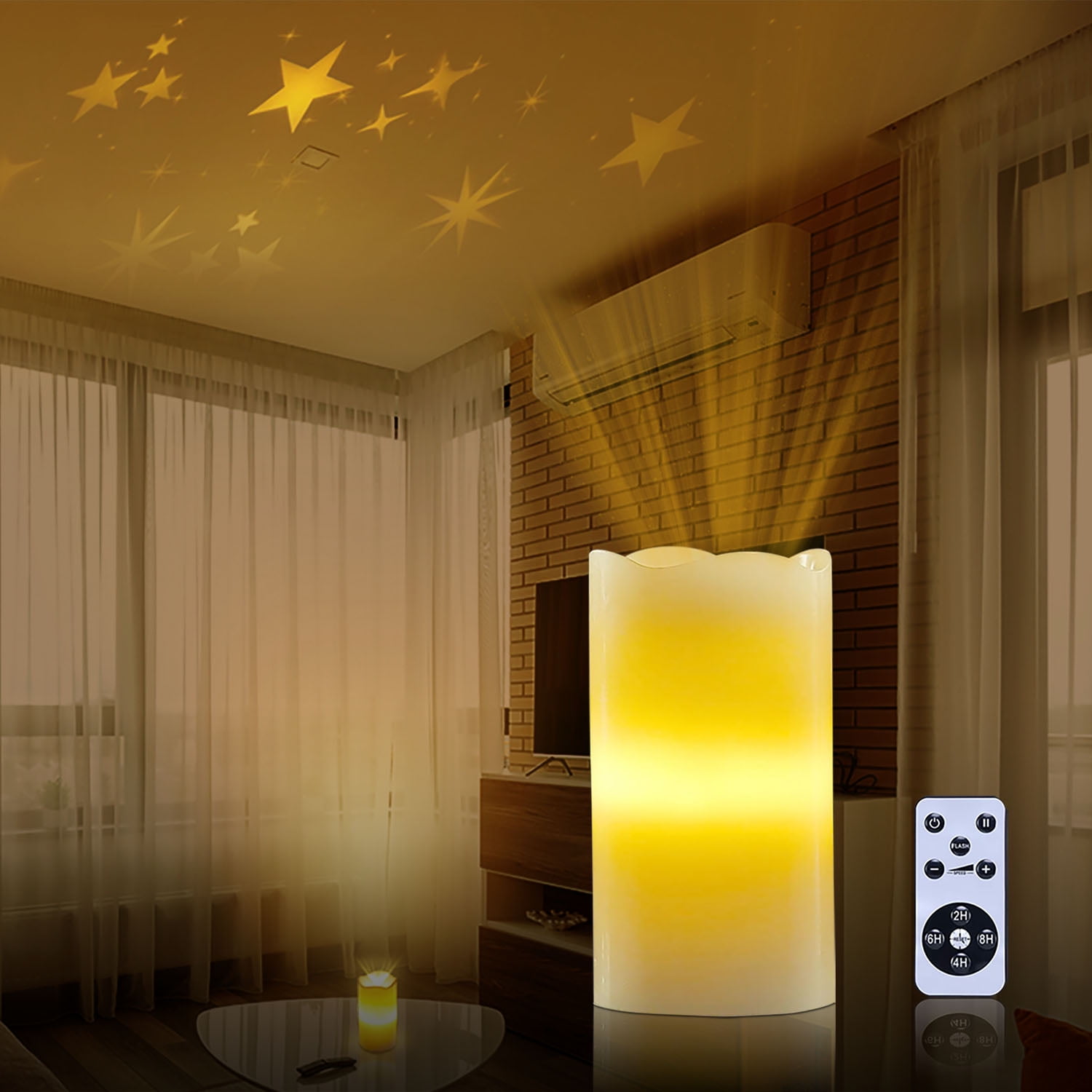 KSWIN Star Candle Projector Night Light Projector for Kids Adults ...