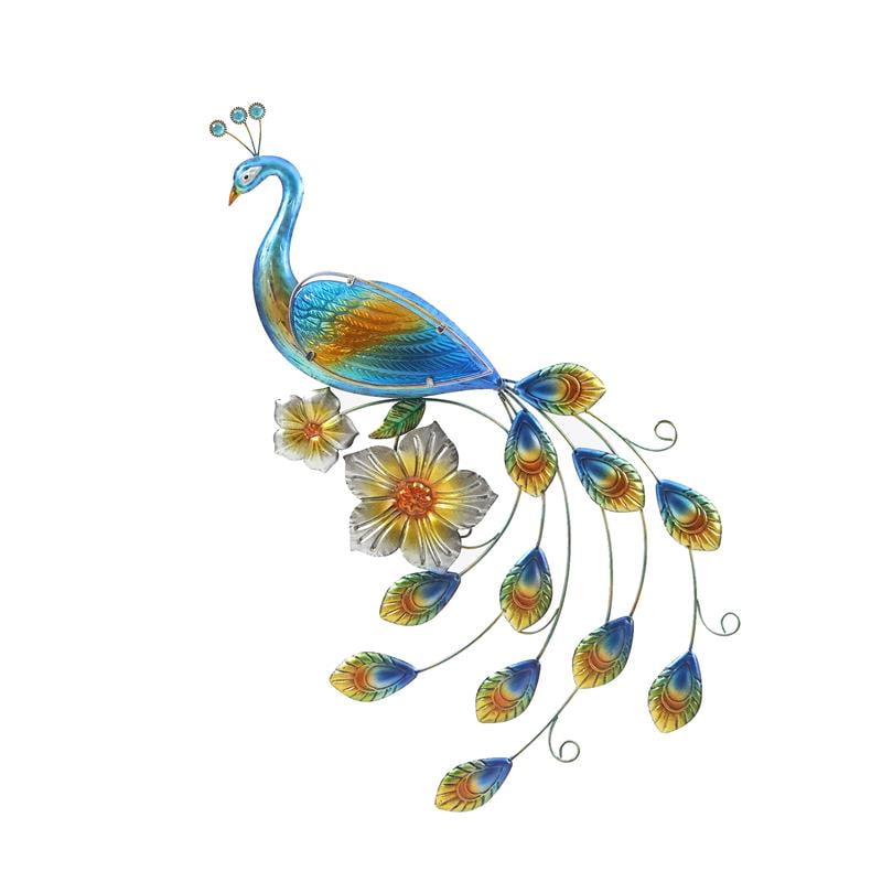 Peacock Metal And Glass Outdoor Wall Decor
