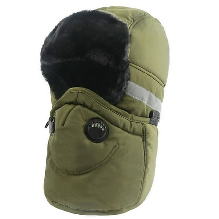 Winter Thermal Mask Trapper Bomber Cap Warm Aviator Russian Trooper Fur ...