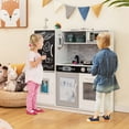 Costway Kid's Interactive Wooden Kitchen Pretend Play Toddler Kitchen ...