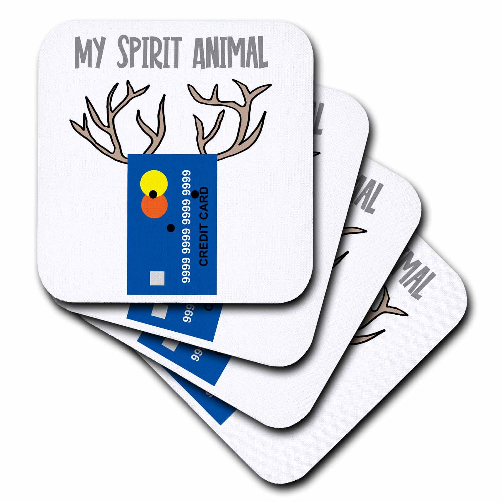 Funny Cute Shopping My spirit Animal Credit card with Antlers set of 4 ...