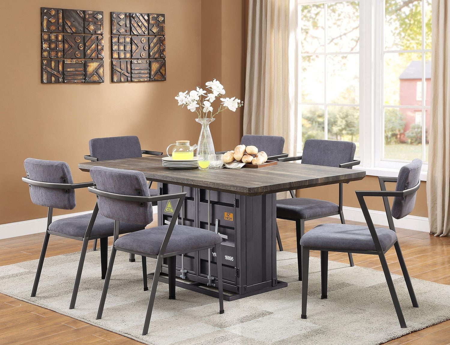 ACME Cargo Dining Table in Antique Walnut & Gunmetal - Walmart.ca