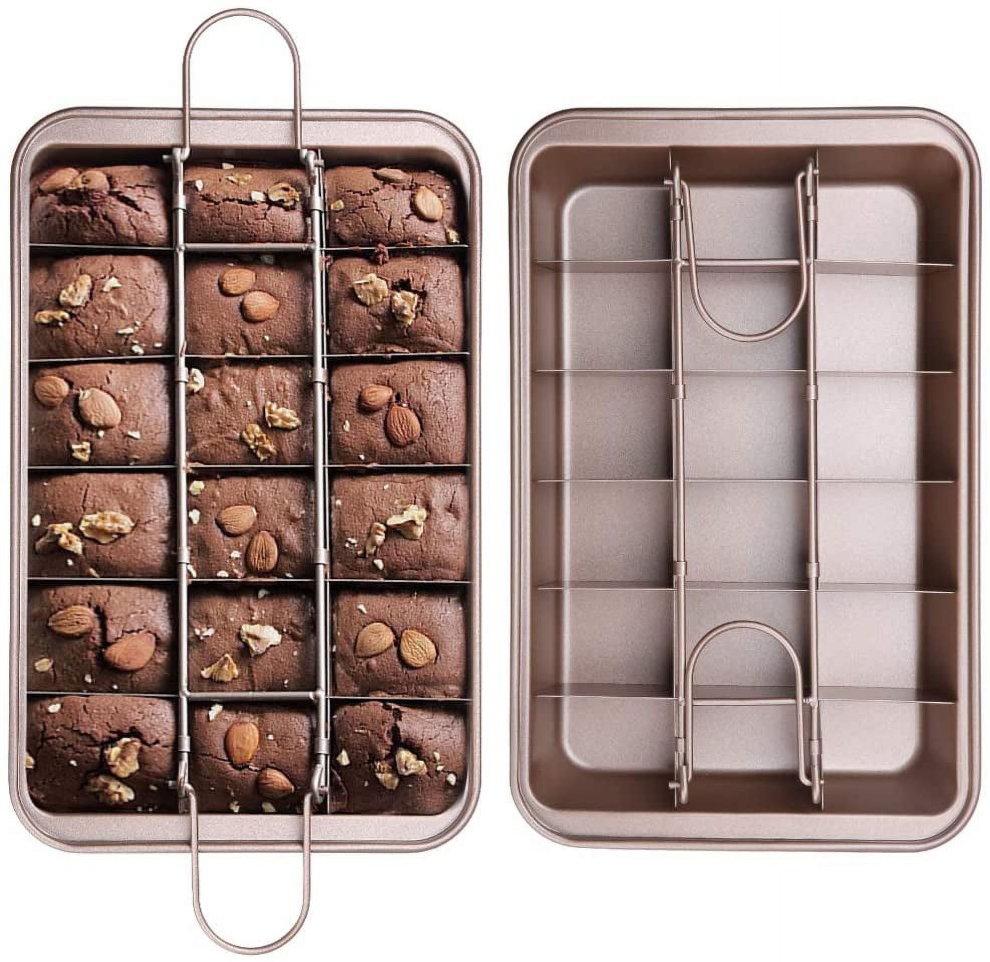 Molde rectangular antiadherente para brownies con divisores y base extraíble, perfecto para ...