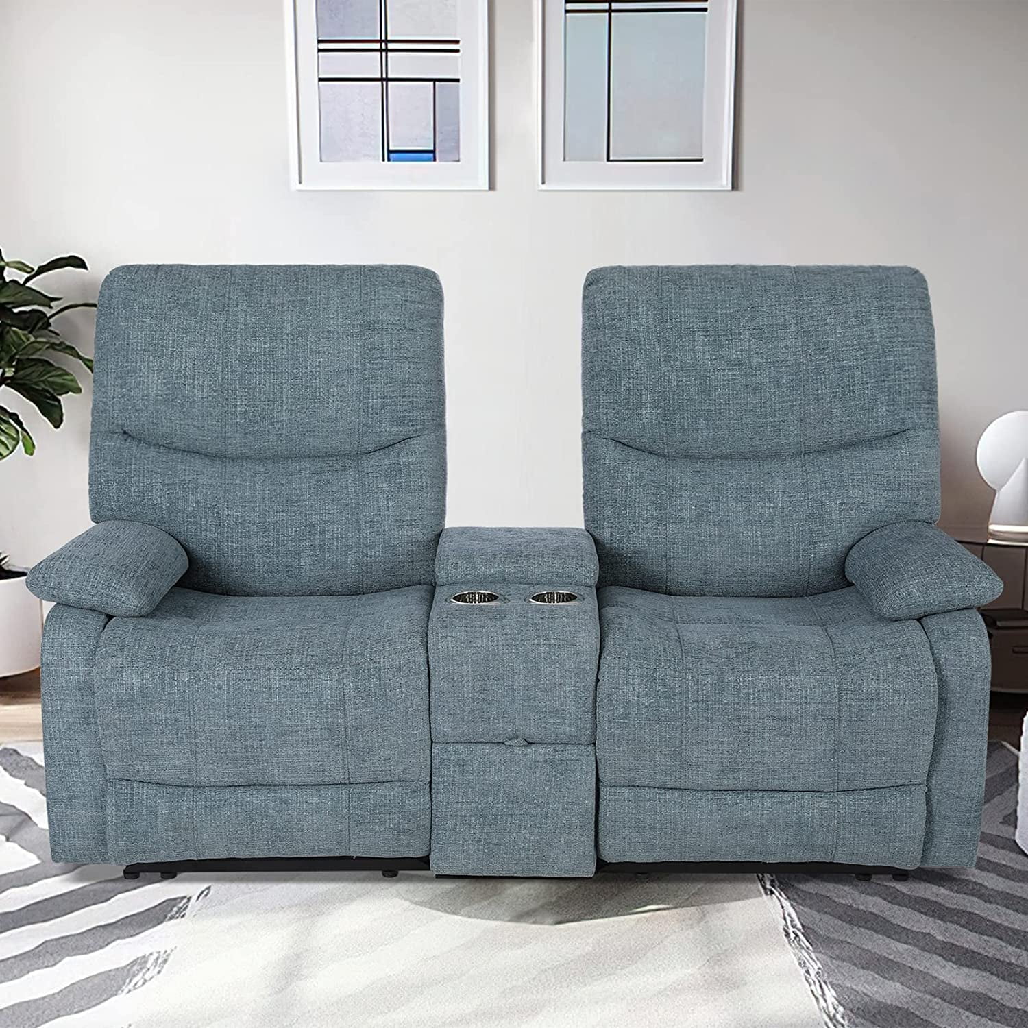 Reclining Sofa, Double Reclining Loveseat with Console, 2 Seater Sofa ...