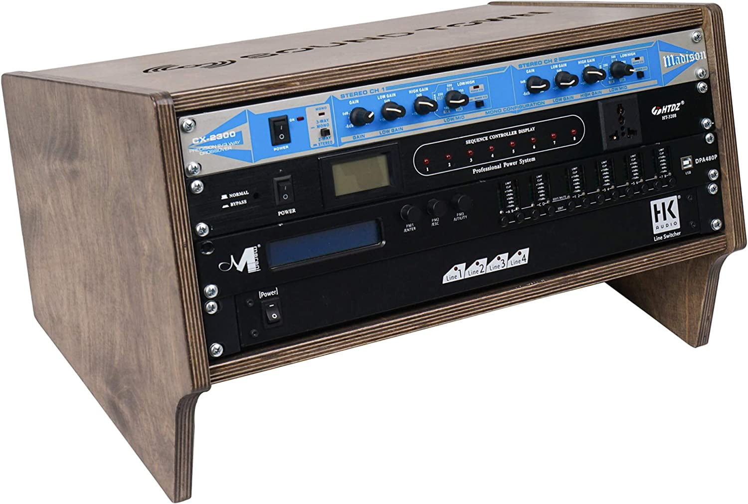 Sound Town DIY 4U Angled Desktop Turret Studio Rack with Baltic Birch ...