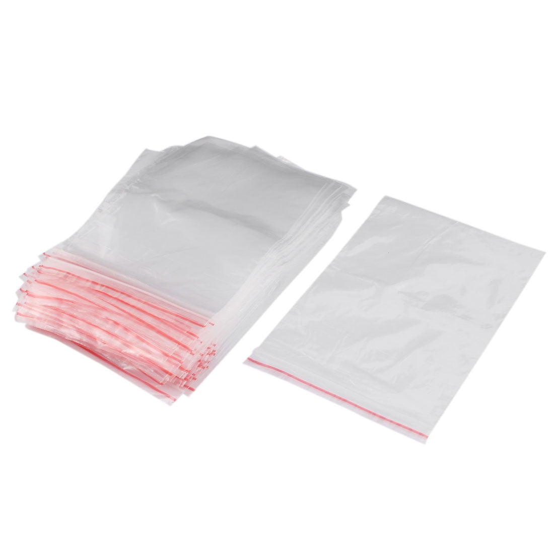 100 Pcs 12cm x 18cm Clear 2Mil Poly Plastic Reclosable Zip Lock Zipper ...