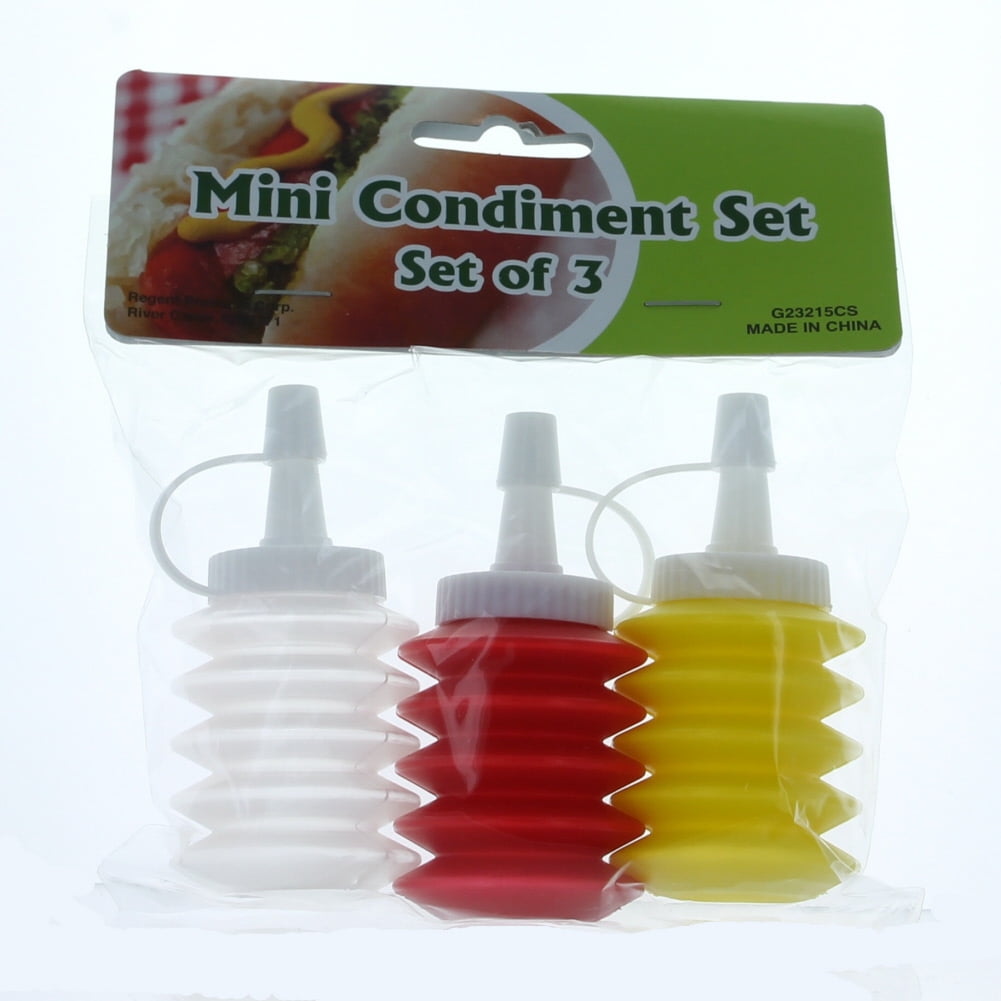 Mini Condiments Squeezable Bottles BBQ Picnic Set of 12 Ketchup Mustard ...