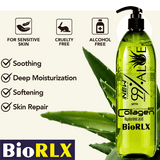 BioRLX 99% Aloe Vera Gel with Collagen and Hyaluronic Acid 250 Ml 8.5 Fl Oz - For Face Body ...