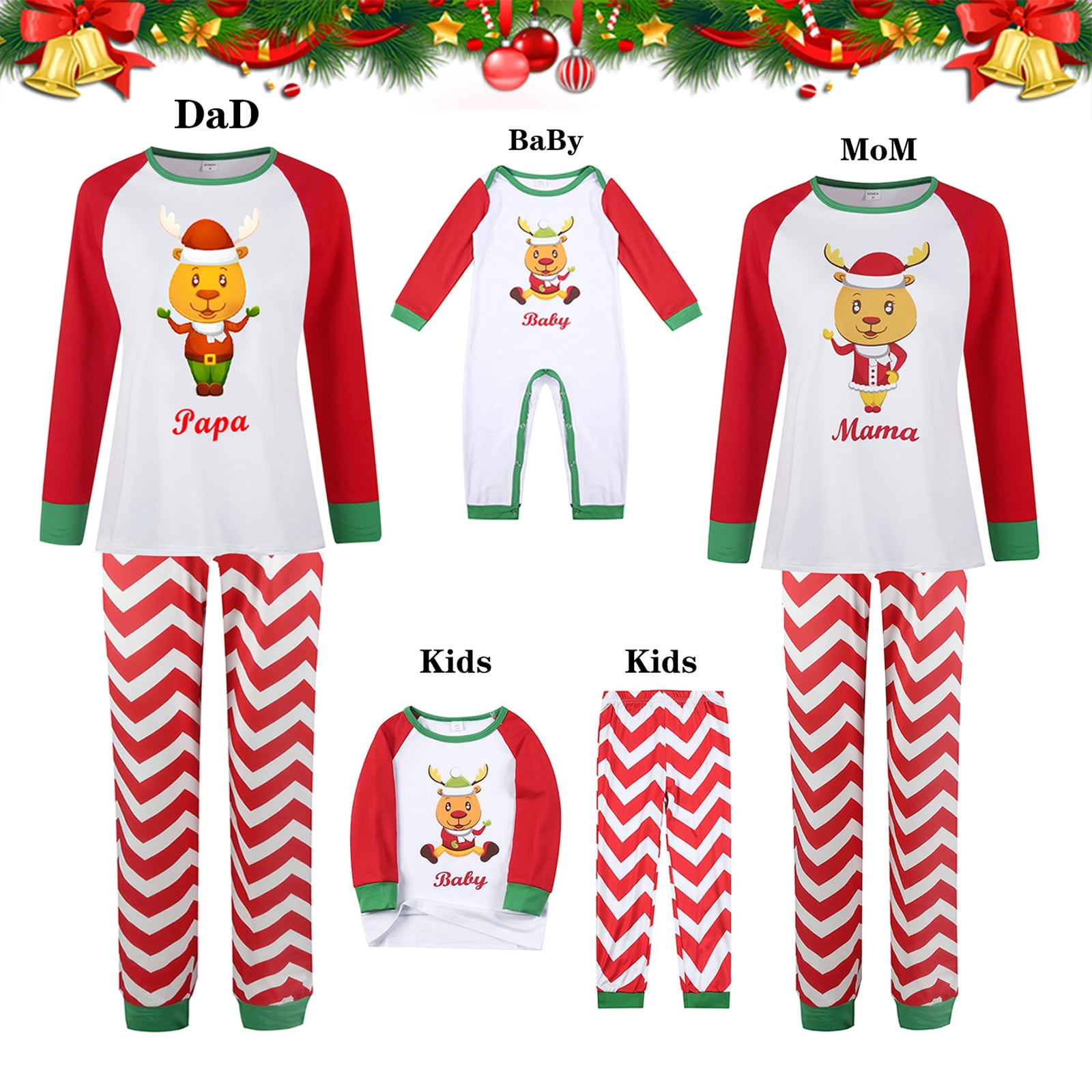 Parent-Child Christmas Clothes Set Cartoon Christmas Deer Baby Romper ...