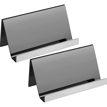 2 Pcs Card Display Stand, Stainless Steel Business Card Holder, Desktop ...