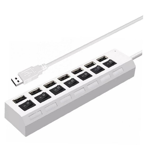 7 Ports USB Hub Multiport USB 2.0 Extension Splitter Power Docking ...
