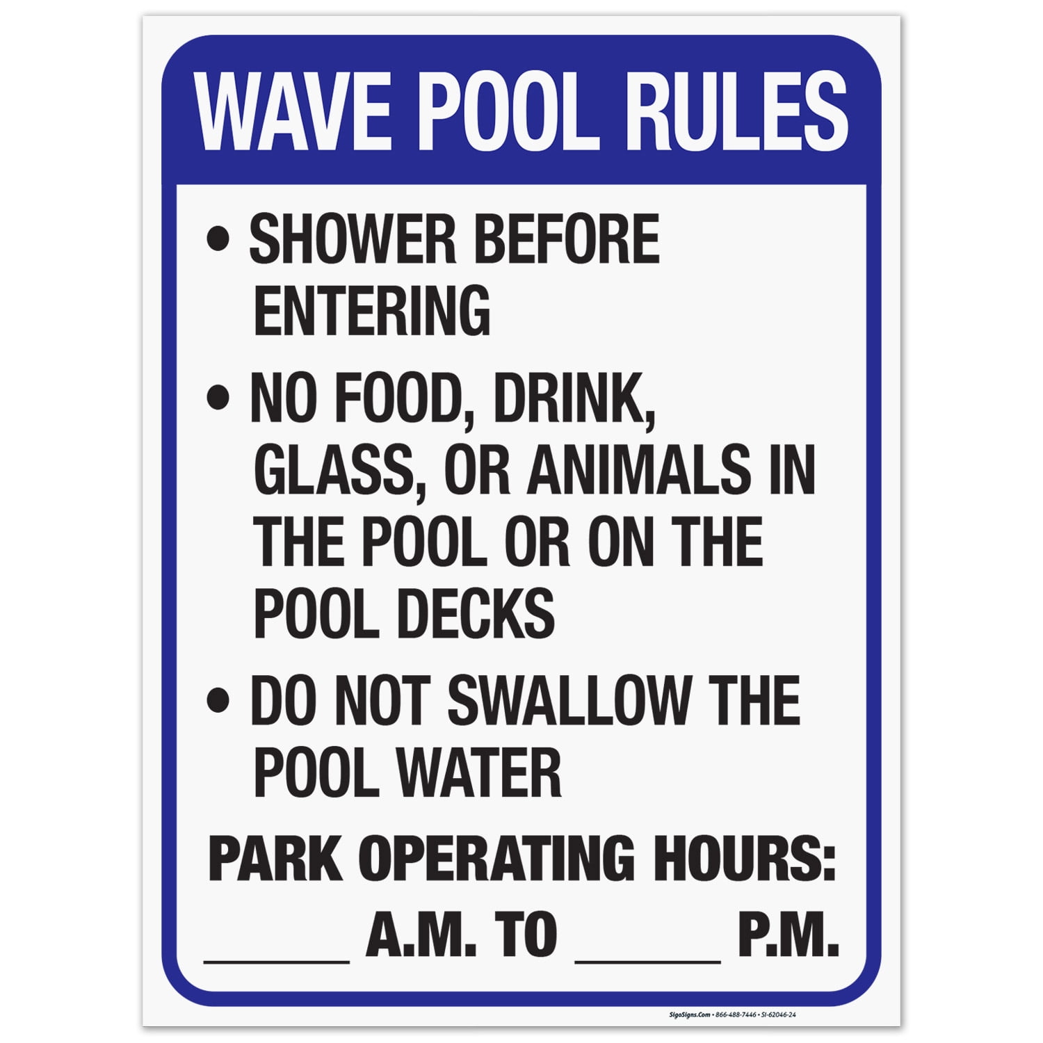 Florida Wave Pool Rules Sign, Complies With State Of Florida Pool ...