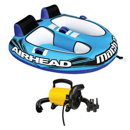 Airhead AHM2-2 Mach 2 Inflatable 2 Rider Water Towable Tube with ...