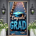 Golden Accents Graduation Banner Blue Graduation Caps Inspirational ...