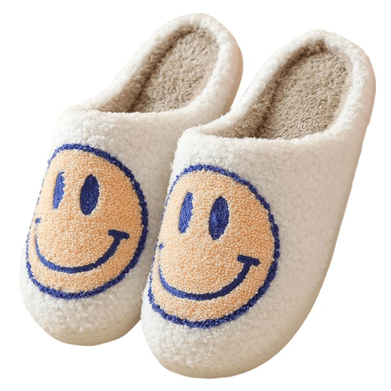 Smiley Face Slippers (Unisex), Slip Resistant, Slide-On House Shoes ...