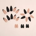Almond Press on Nails Long Oval Fake Nails Black French Tip Acrylic ...
