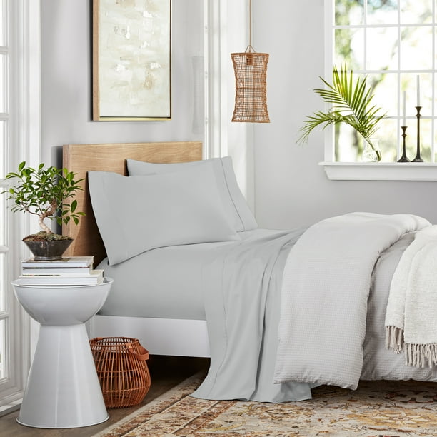 Purity Home 400 TC Ultimate Percale Cotton Sheet Set Queen Light Grey ...