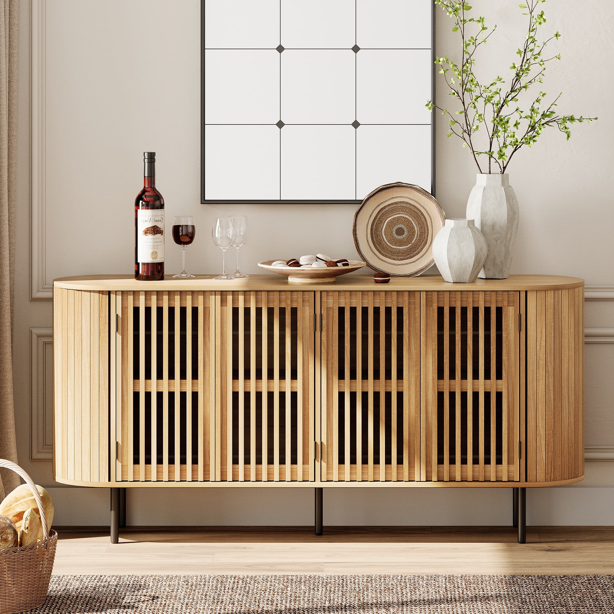 Click here for Wampat 64.4 Modern Fluted Sideboard With Slatted D... prices