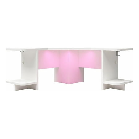 Ntense Mod Corner Gaming Desk with LED Light Kit in White | Walmart Canada