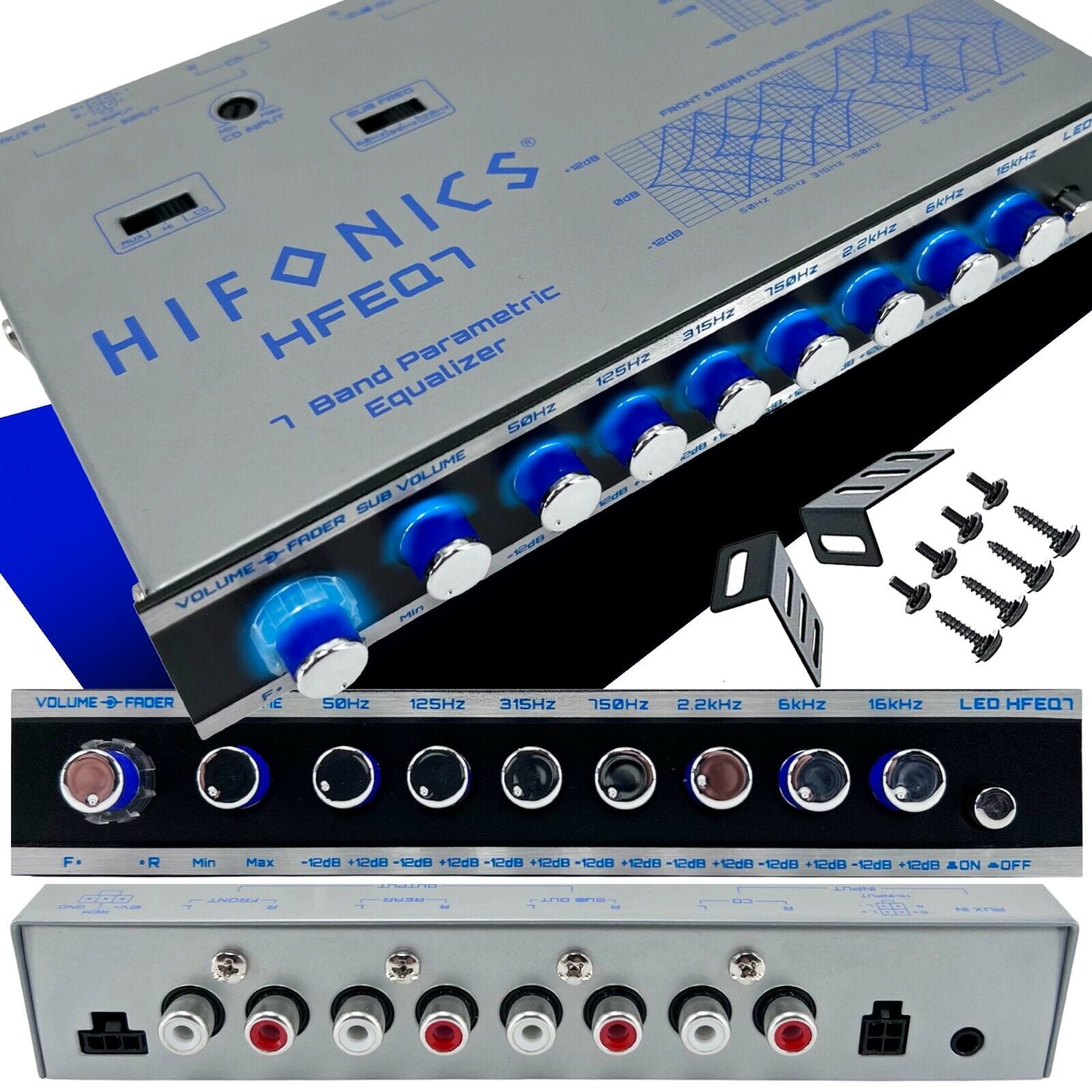 Hifonics Car Audio Equalizer 7-Band / 9-Volt Line-Driver Multiple ...