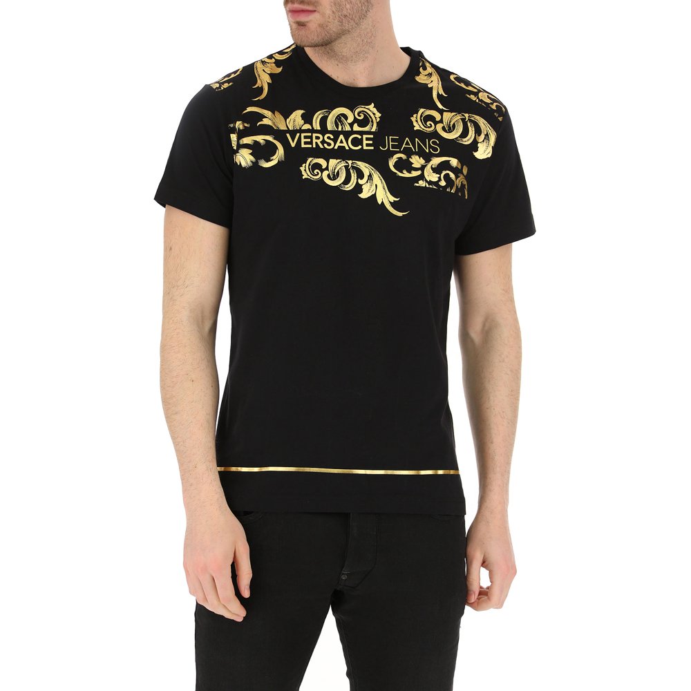 Versace - Versace Jeans Men's Black Gold Logo Short Sleeve T-Shirt (XXL ...