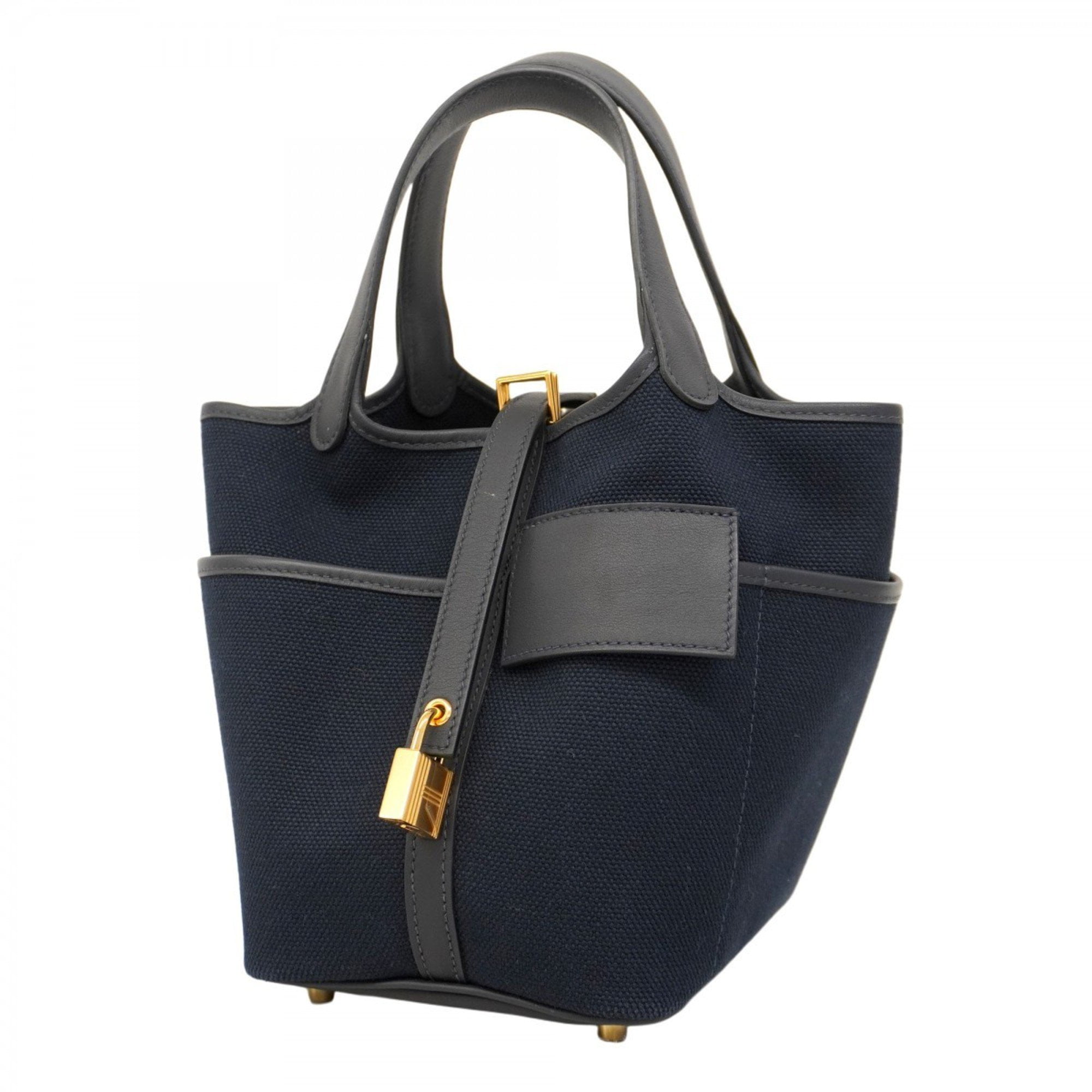 Pre-Owned Hermes Handbag Picotin Lock Cargo PM Swift Toile Goelan Blue ...