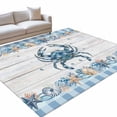 Blue Crab Coastal Washable Area Rug 5 x 7 ft Summer Starfish Beach ...