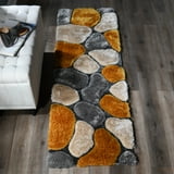 MDA Home Mateos Shag Gray/Mustard Stone Polyester Area Rug - 8' x 10 ...