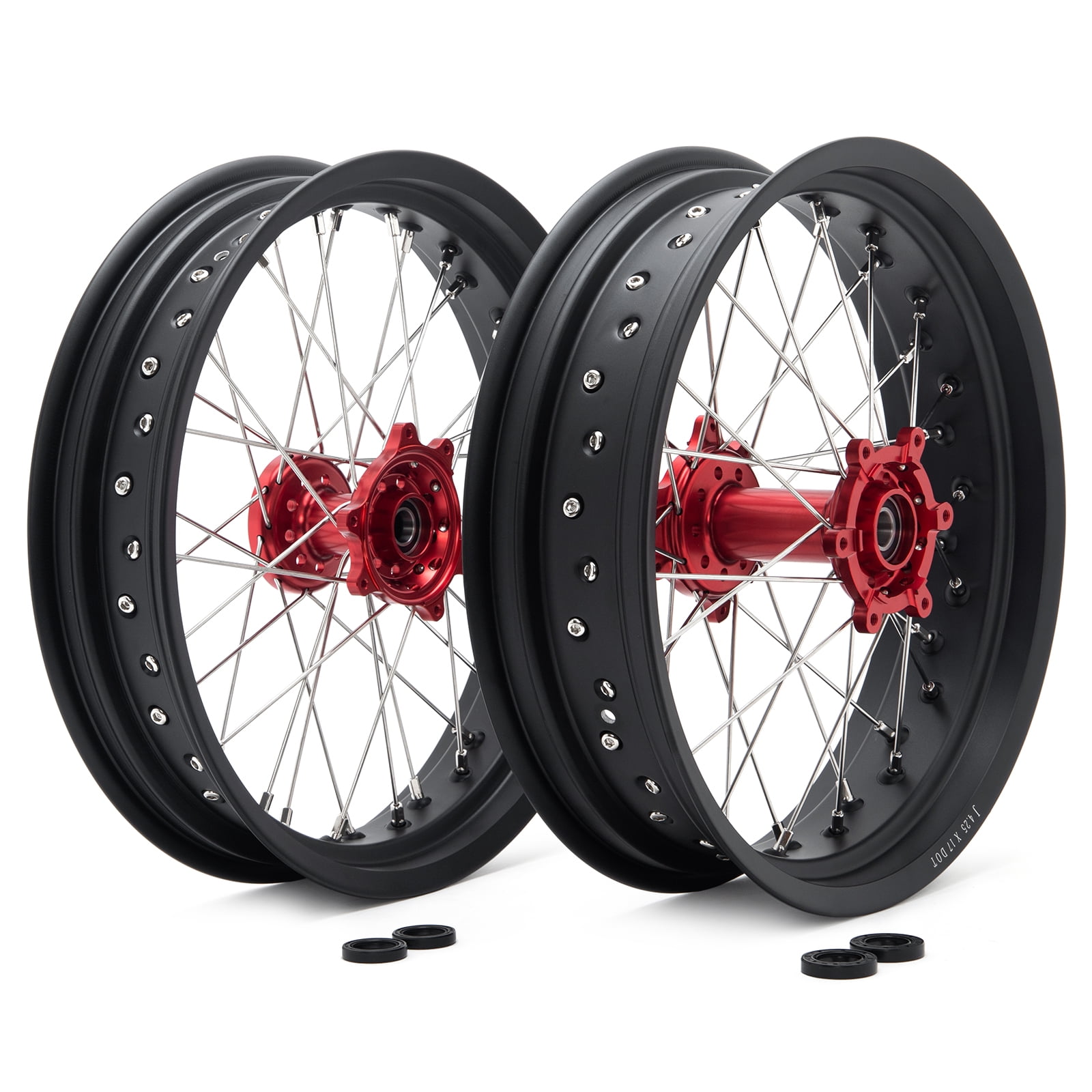 Tarazon 17x3.5 17x4.25 Supermoto Wheels Rims Red Hubs For Sur-Ron Ultra ...