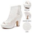 BLISSFUL STEP Platform Lace Peep Toe Ankle Boots Back Zip Chunky Heel ...