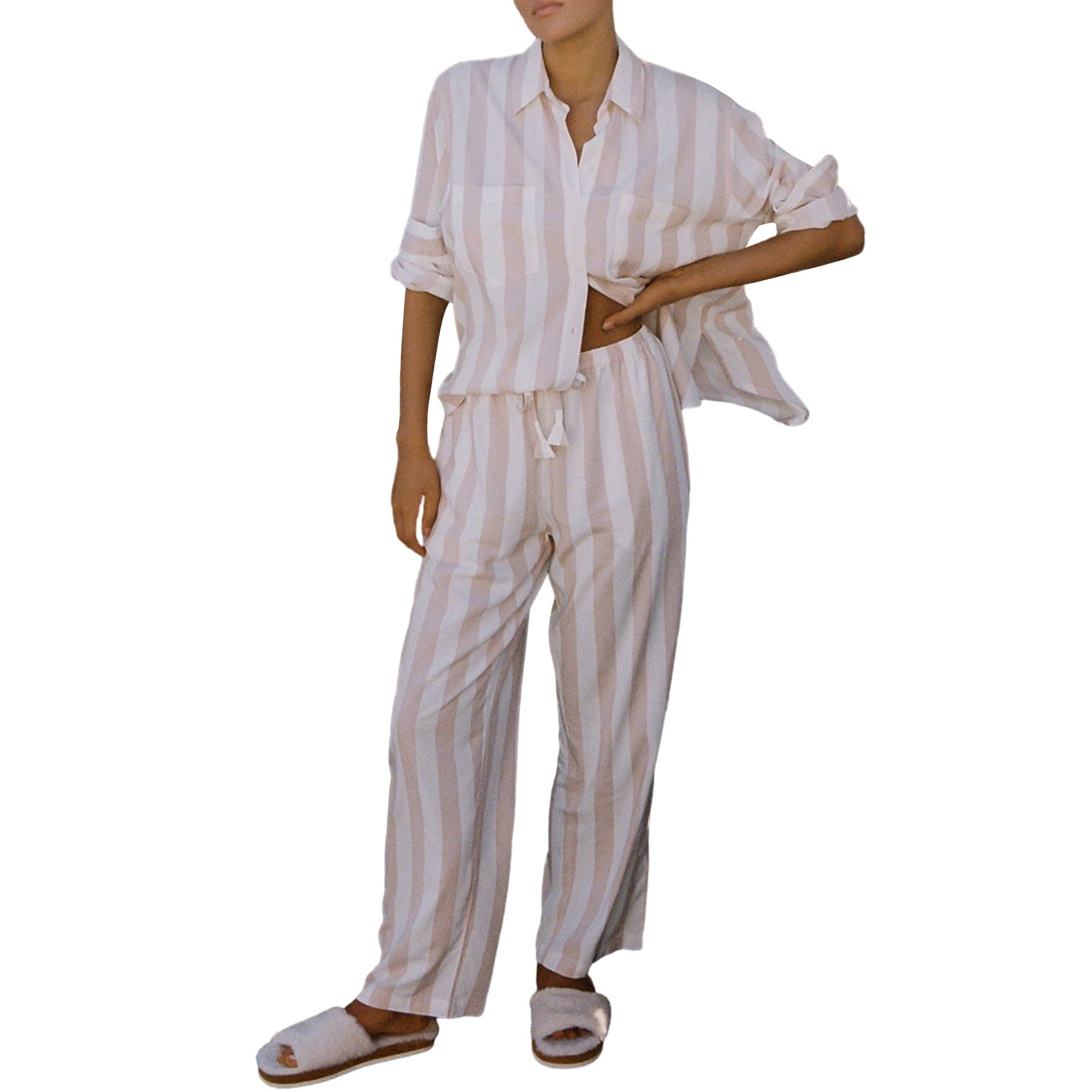 Click here for Gupgi Women Pajama Set Button Down Long Sleeve Str... prices