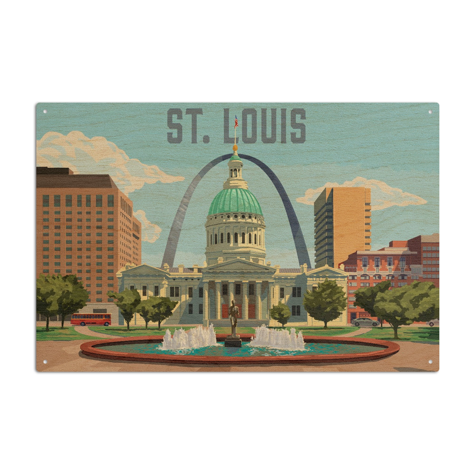 St. Louis, Missouri, Courthouse, Painterly Birch Wood Wall Sign (6x9 ...