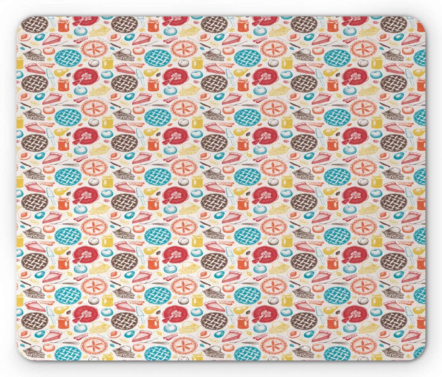 Cooking Mouse Pad, Colorful Baking Objects and Fruits Theme with Apple ...