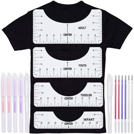 4 Pieces T-Shirt Alignment Ruler 6 Pieces Heat Erasable Fabric Marking ...