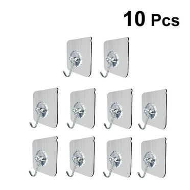 10x Removable Clear Self Adhesive Hooks Wall Sticky Holder Heavy Duty ...