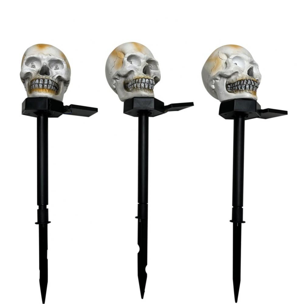 Halloween Skull Lights Glowing Skull Solar Lights Garden Yard Staked ...