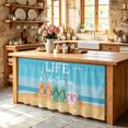 Cabinet Curtains for Shelves, Blue Summer Beach Under Sink Cabinet ...