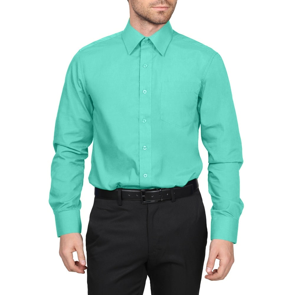 Berlioni Classic Regular Fit Solid Button Up Long Sleeve Pocket Work ...