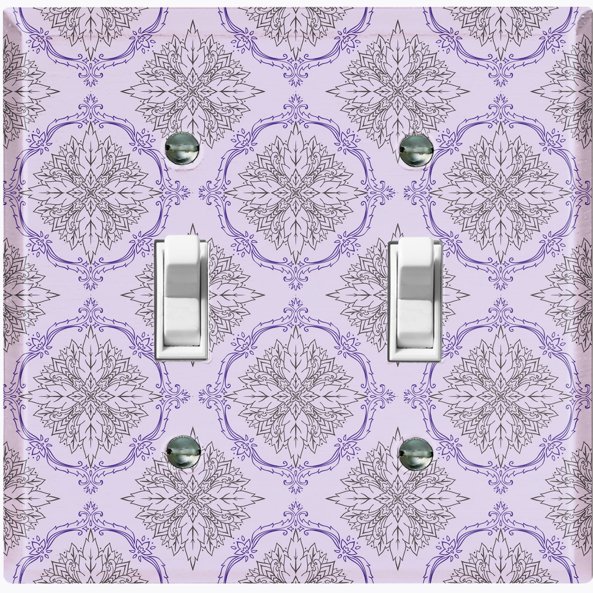 Metal Light Switch Plate Outlet Cover (Damask Ornament Purple Pattern ...