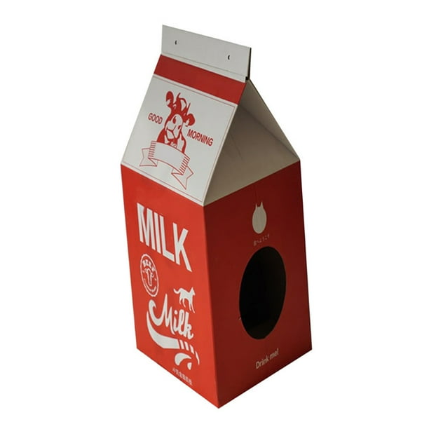 Milk Box Shape Cat House,Cardboard Cat House Corrugated Milk Box Shape ...