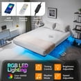 Full Size Floating Platform Bed with Built-in LED Strip Light and Power ...