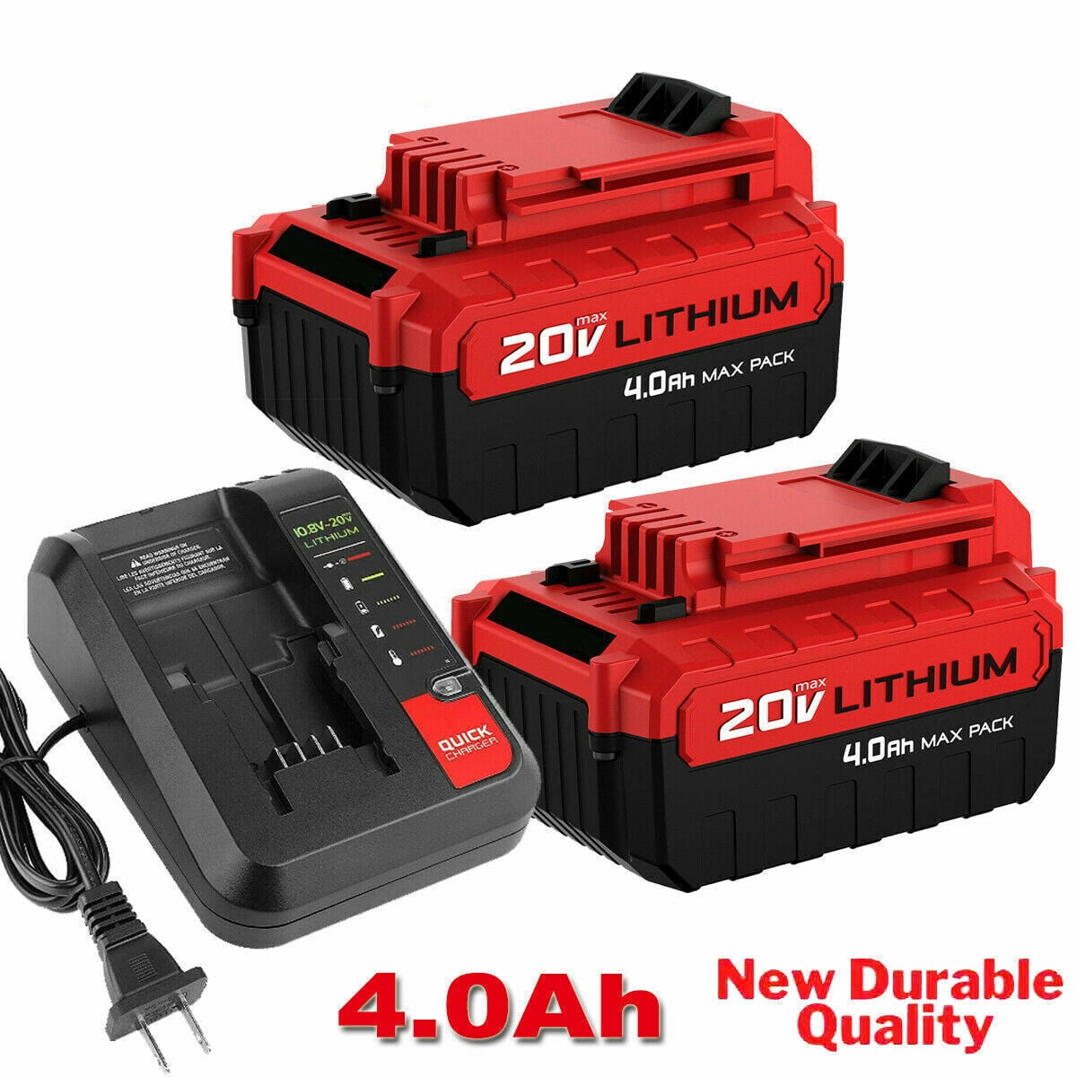 4.0Ah 20 Volt Li-Ion Battery and PCC692L Charger for PORTER CABLE 20V ...