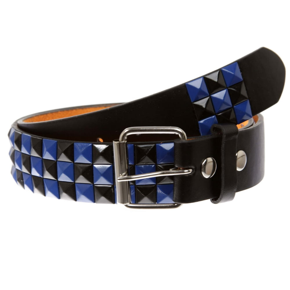 Beltiscool - Snap On Punk Rock Black & Blue Star Studded Checker Board ...