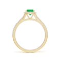 2wist Designs 18K Yellow Gold Plated Halo Ring Cushion Cut Emerald ...