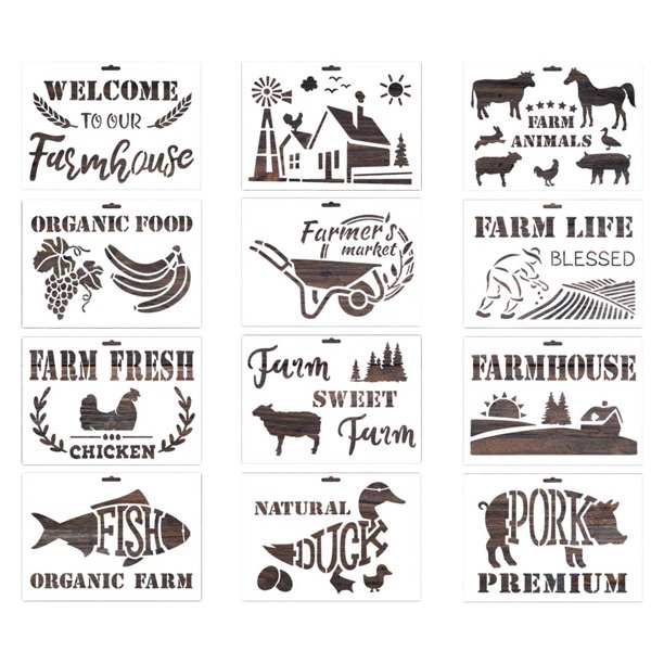 Farmhouse Painting Stencil Reusable Farm Theme Drawing Template DIY ...