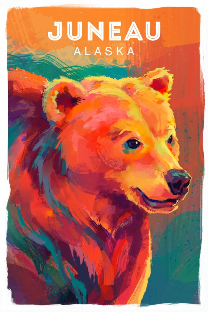 Juneau, Alaska, Grizzly Bear, Vivid Series (12x18 Wall Art Poster, Room ...