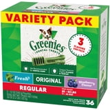 Greenies Regular Size Natural Dog Dental Chews 3-Flavor Variety Pack ...