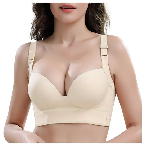 Mlqidk Push Up Bras For Women Padded Deep V Soft Cup Everyday Bra 34a